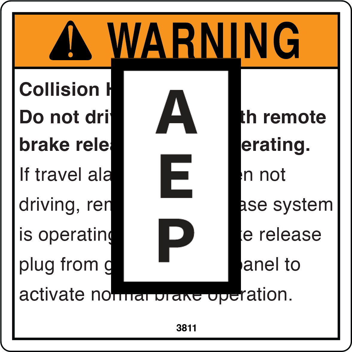 Genie 38111 Warning-Brake Release | Aerial Lift Decals