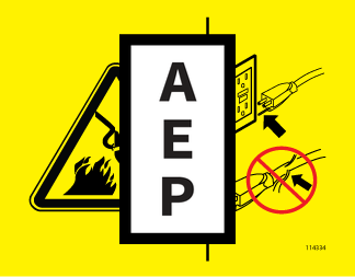 Genie 114334 Symbol Electric Hazard Plug | Aerial Lift Decals