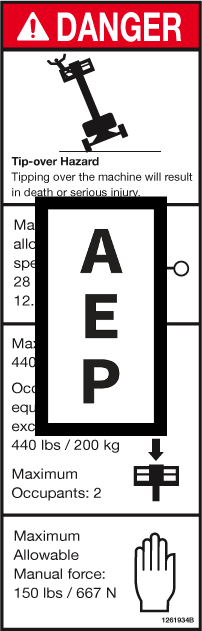 Genie 1261934 Safety Label Tip-Over Hazard | Aerial Lift Decals