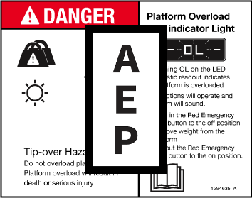 Genie 1294635 Platform Overload Led Indicator Light | Aerial Lift Decals