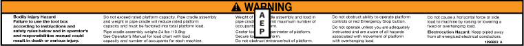 Genie 1296823 Warning- Pipe Cradle | Aerial Lift Decals