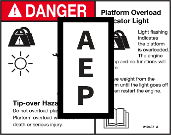 Genie 219487 Safety Label Platform Overload | Aerial Lift Decals