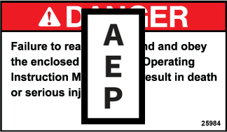 Genie 25984 Safety Label Danger-Read Manuals | Aerial Lift Decals