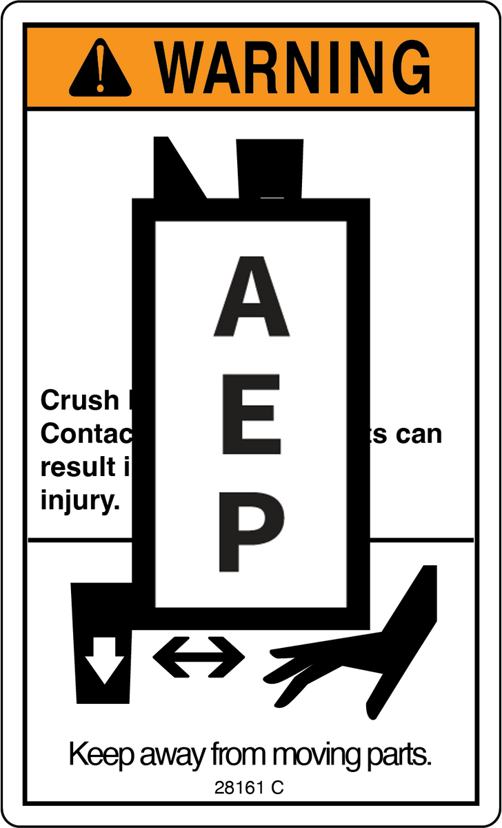 Genie 28161 Warn-Crush Hazard Hand | Aerial Lift Decals