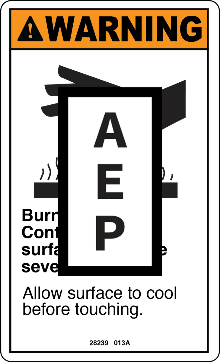 Genie 28239 Safety Label Warning-Burn Hazard | Aerial Lift Decals