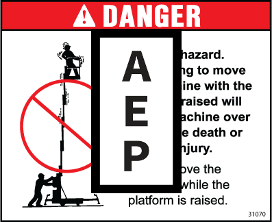 Genie 31070 Danger-Tip-Over Hazard | Aerial Lift Decals