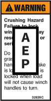 Genie 32939 Crushing Haz/Brake Lock | Aerial Lift Decals