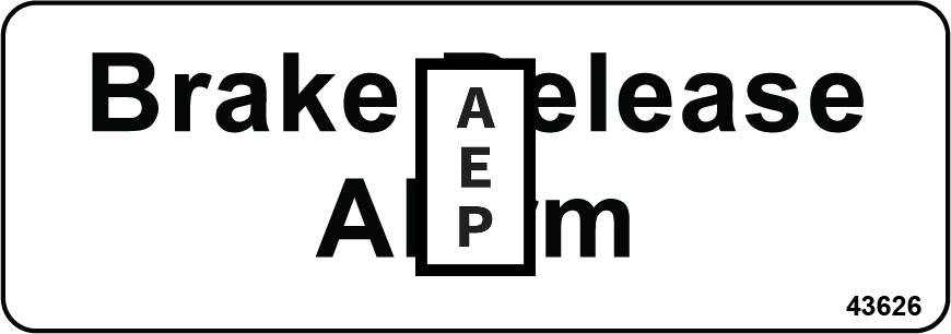 Genie 43626 Safety Label Brake Release Alrm | Aerial Lift Decals