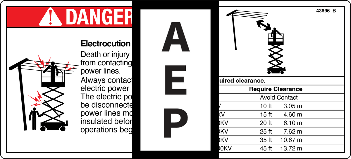 Genie 43696 Danger-Elec Hazard-Gs | Aerial Lift Decals