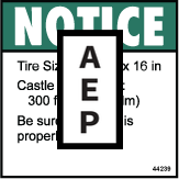 Genie 44239 Safety Label Notice- Tire Specs | Aerial Lift Decals
