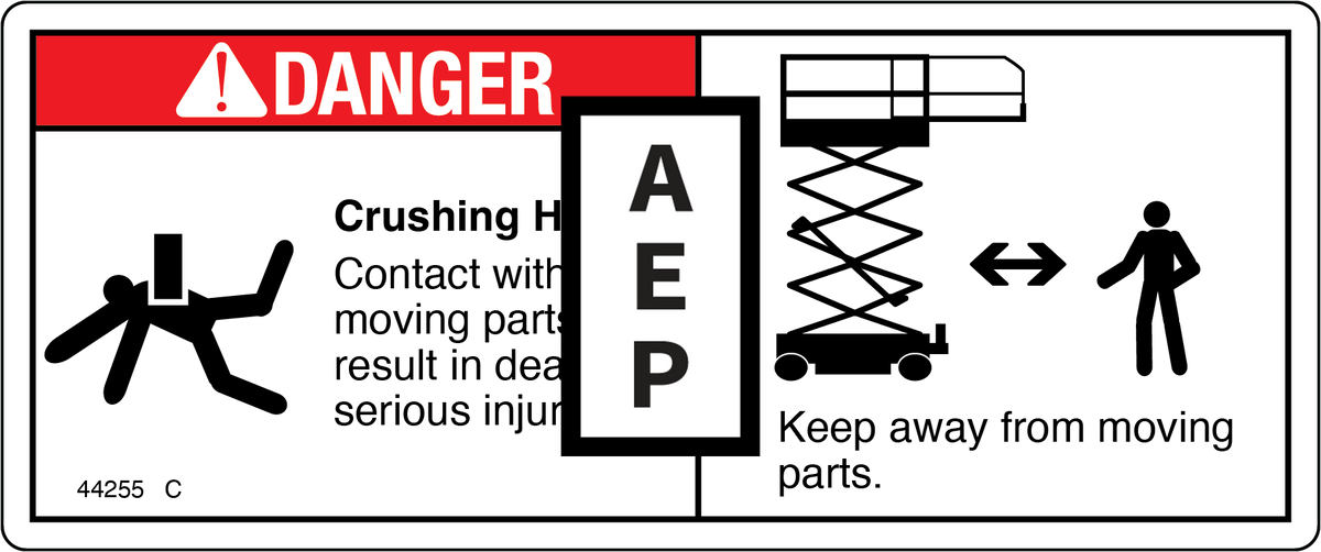 Genie 44255 Danger-Crushing Hazard | Aerial Lift Decals