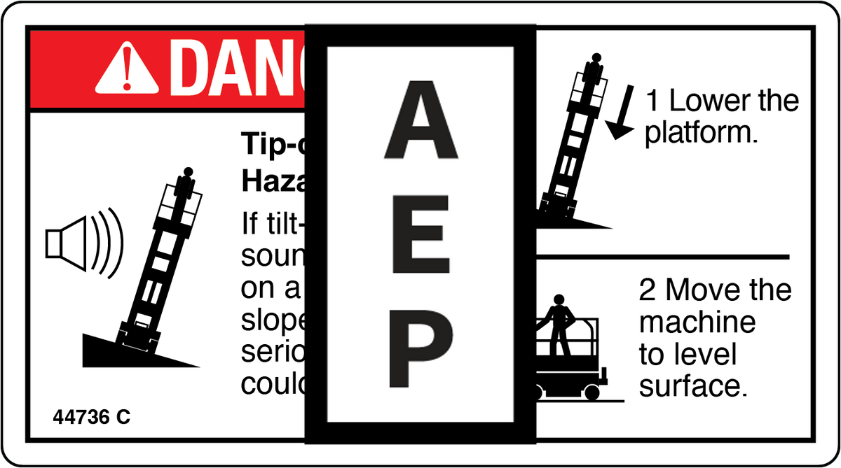 Genie 44736 Danger-Tip-Over-Tilt | Aerial Lift Decals