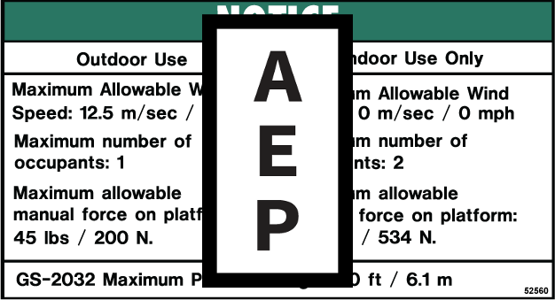 Genie 52560 Notice-Side Frc-2032Aus | Aerial Lift Decals