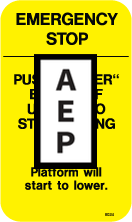 Genie 8034 Safety Label Emergency Stopyellow | Aerial Lift Decals