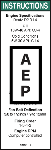 Genie 822131 Safety Label Engine Spec- D2.9 | Aerial Lift Decals