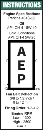 Genie 82644 Engine Spec- Perkins | Aerial Lift Decals