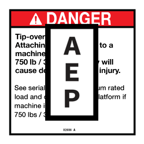 Genie 82686 Danger-Tip-Over-Hi-Cap | Aerial Lift Decals