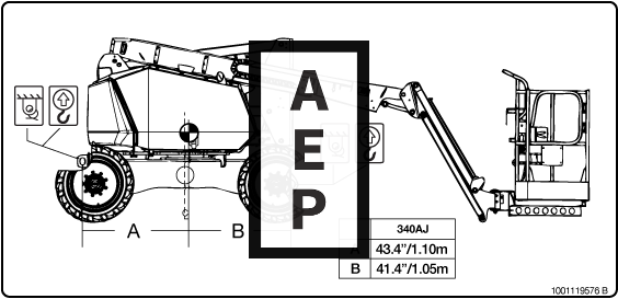 JLG 1001119576 Decal Lift Diagram 340Aj | Aerial Safety Labels