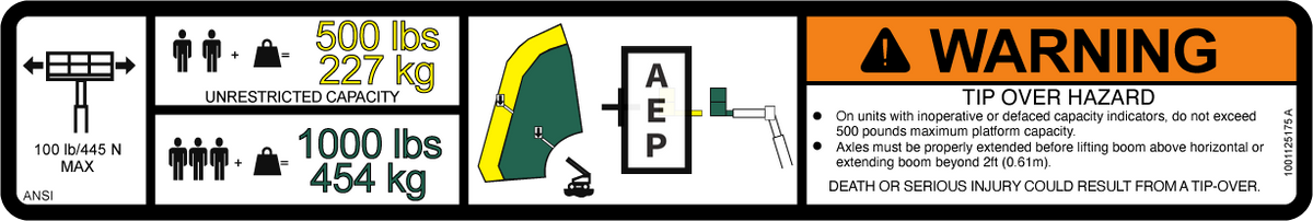 JLG 1001125175 Decal Dual Capacity Ansi Plf | Aerial Safety Labels