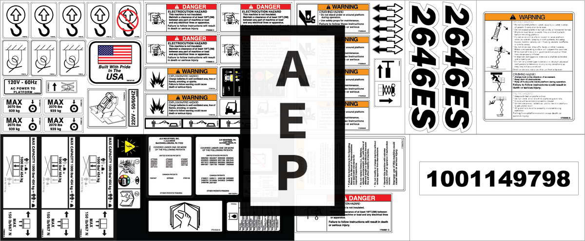 JLG 1001149798 Decal Kitservice 2646Es Decal | Aerial Safety Labels