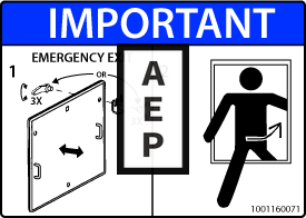 JLG 1001160071 Decal Rear Emergency Exit | Aerial Safety Labels