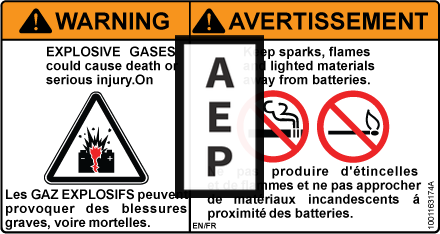 JLG 1001163174 Decal Battery Warning Can | Aerial Safety Labels