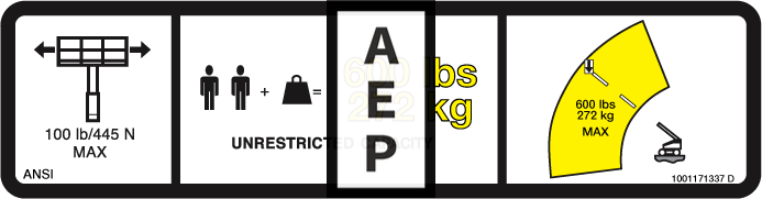JLG 1001171337 Decal Warning Max Cap Ansi | Aerial Safety Labels