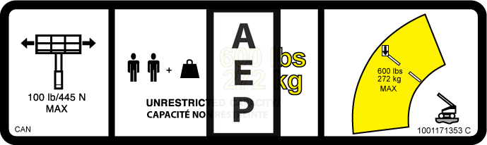 JLG 1001171353 Decal Warning Max Cap Fre | Aerial Safety Labels