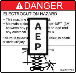 JLG 1001211779 Decal Electrocution | Aerial Safety Labels
