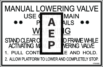 JLG 1701553 Decal Manual Lowering | Aerial Safety Labels