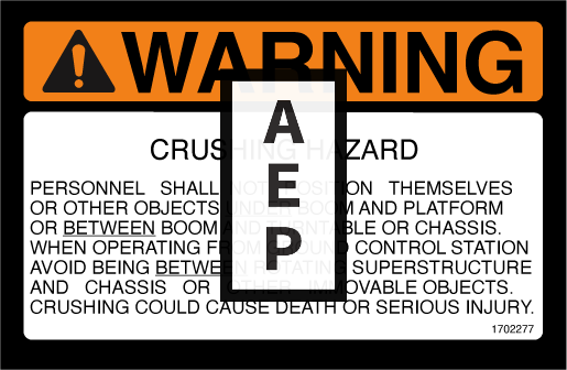 JLG 1702277 Decal Crush Hazard | Aerial Safety Labels