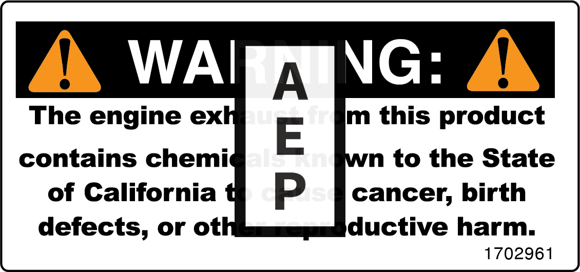 JLG 1702961 Decal Warning Prop 65 Gas | Aerial Safety Labels