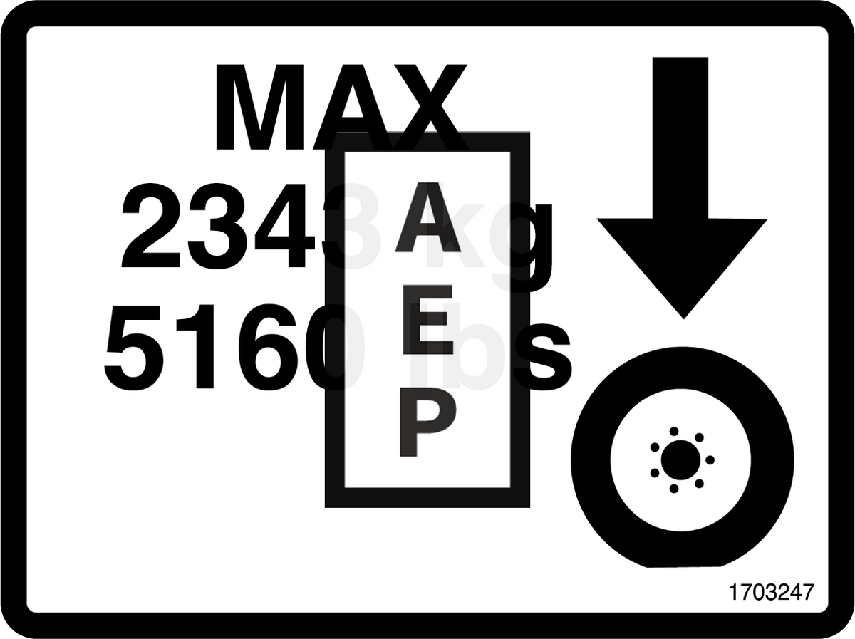 JLG 1703247 Decal Max Whl Load | Aerial Safety Labels