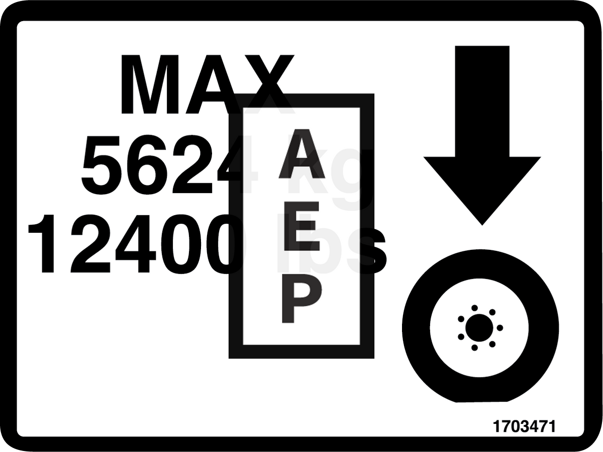JLG 1703471 Decal Max Tire Load | Aerial Safety Labels