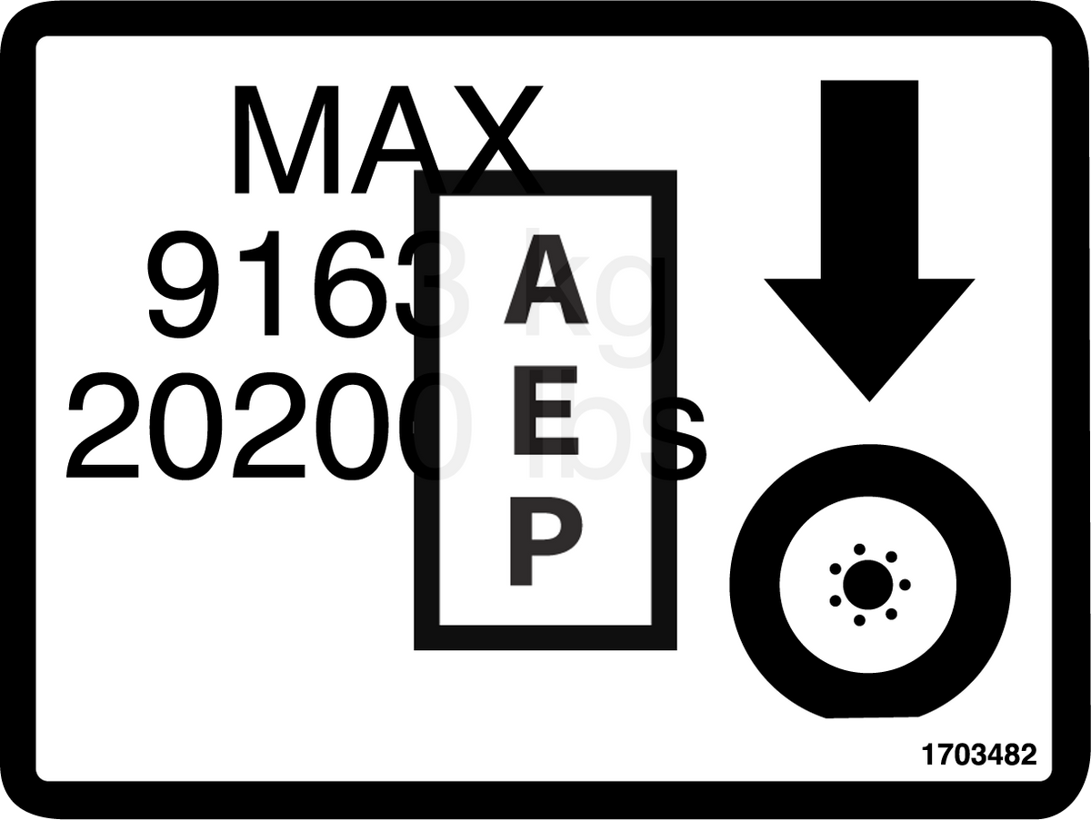 JLG 1703482 Decal Max Tire Load | Aerial Safety Labels