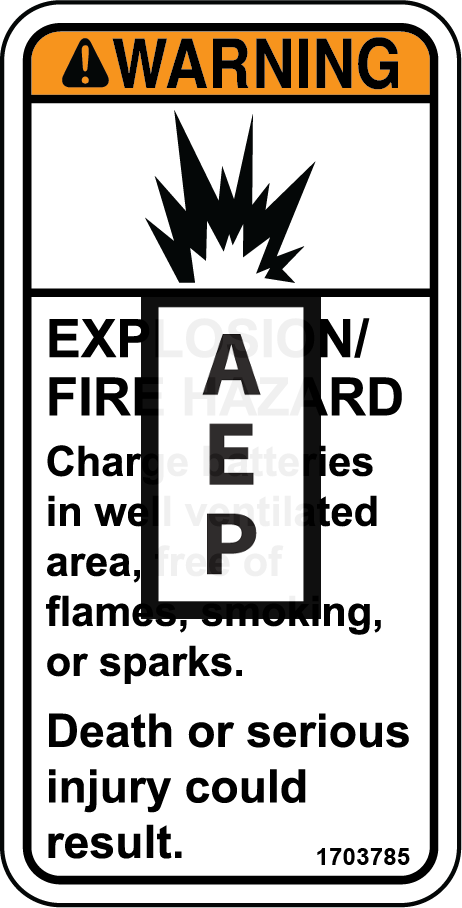 JLG 1703785 Decal Warning Explosion | Aerial Safety Labels