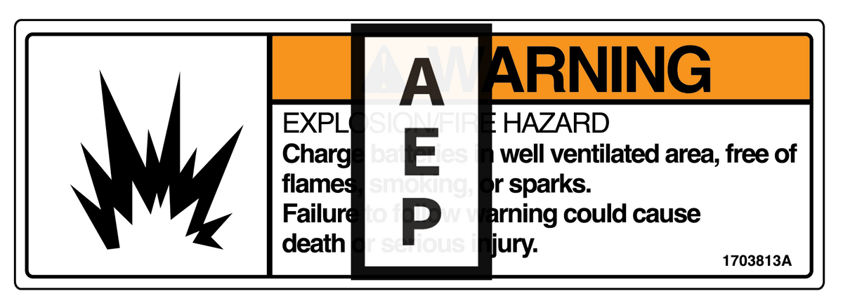 JLG 1703813 Decal Warning Batt Ventilation | Aerial Safety Labels