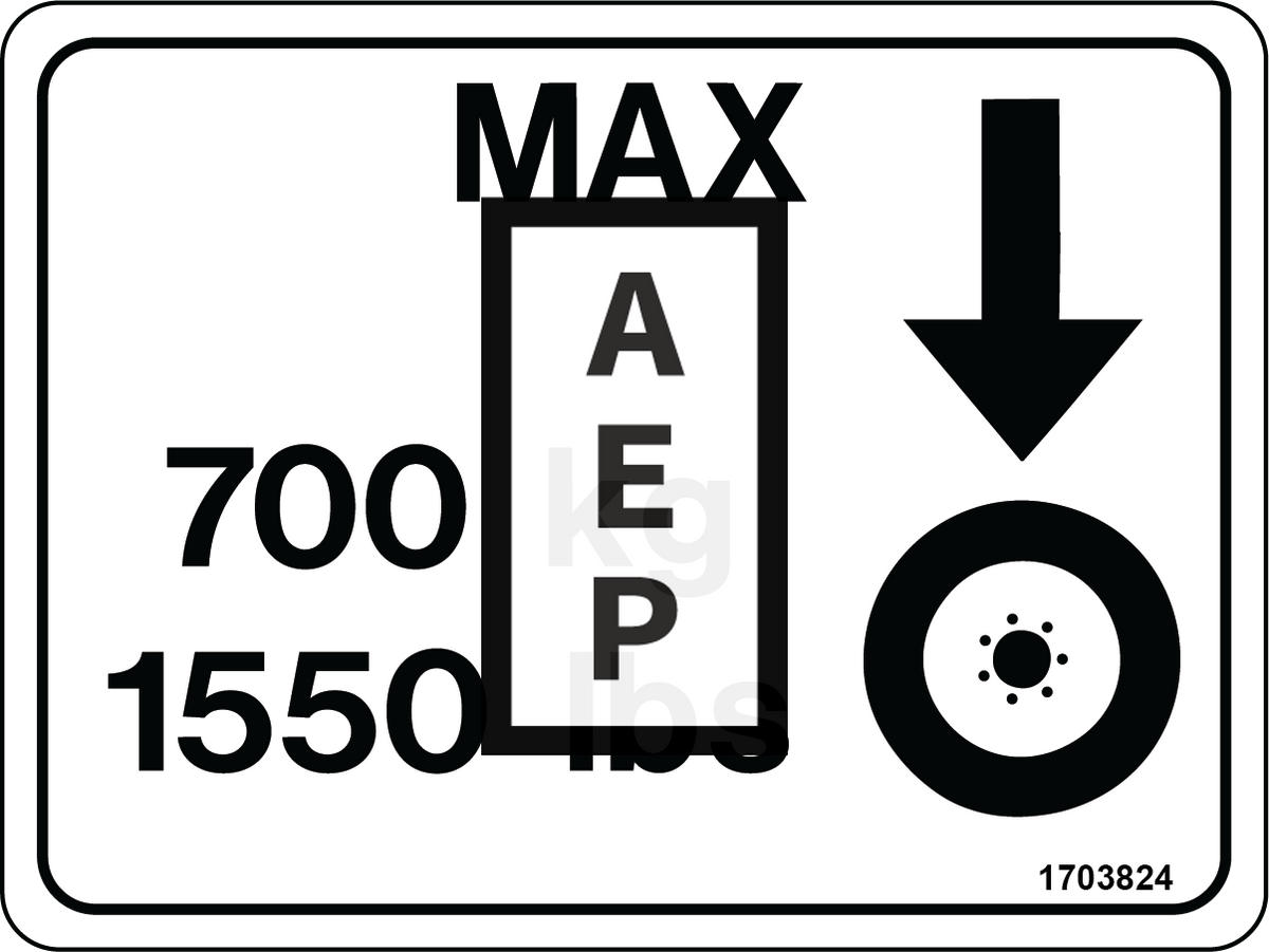 JLG 1703824 Decal Wheel Load 2646E2 | Aerial Safety Labels