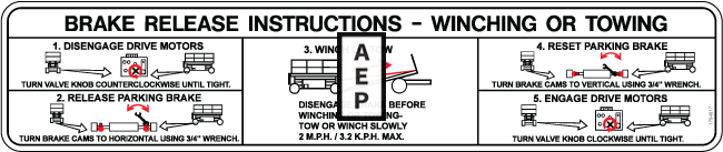 JLG 1704017 Decal Towing Winching Instr | Aerial Safety Labels