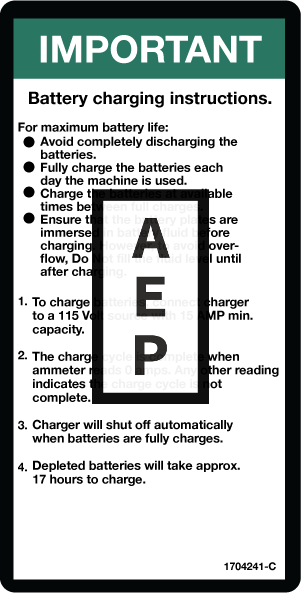 JLG 1704241 Decal Charging Instructions | Aerial Safety Labels