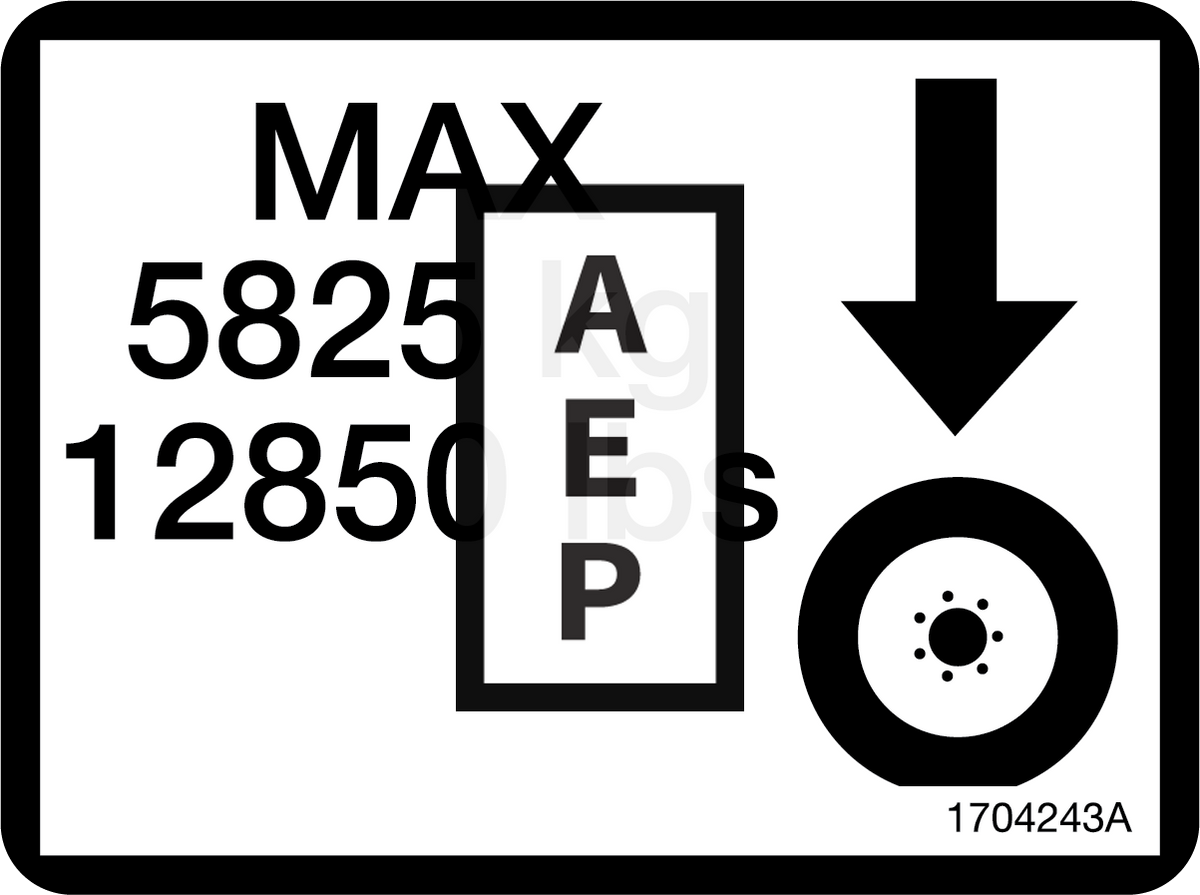 JLG 1704243 Decal Max Wheel Load | Aerial Safety Labels