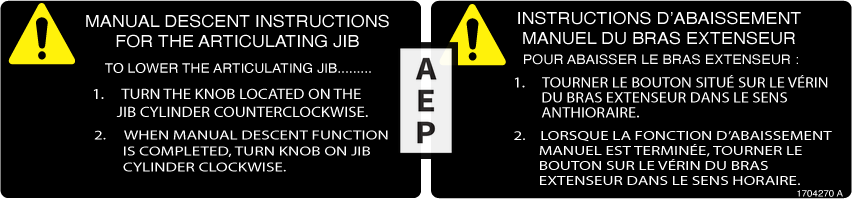 JLG 1704270 Decal Manual Descent | Aerial Safety Labels