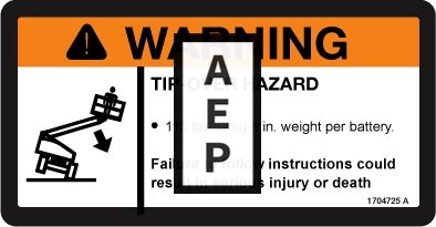 JLG 1704725 Decal Tip Over Hazard Dom | Aerial Safety Labels