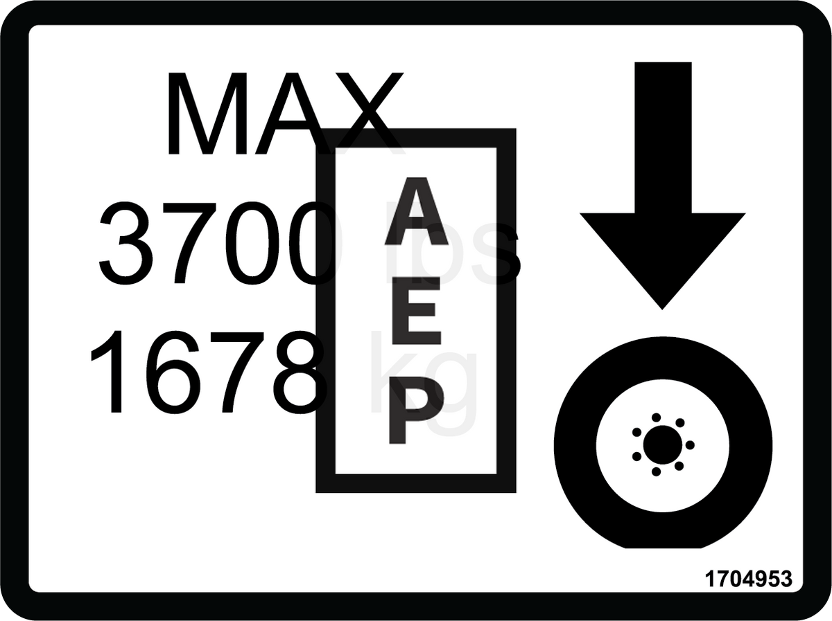 JLG 1704953 Decal Max Tire Load | Aerial Safety Labels