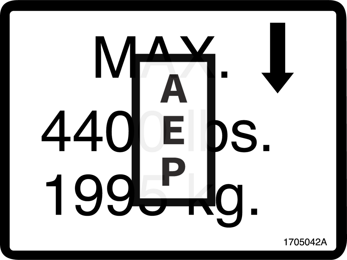 JLG 1705042 Decal Max Load Jacks | Aerial Safety Labels