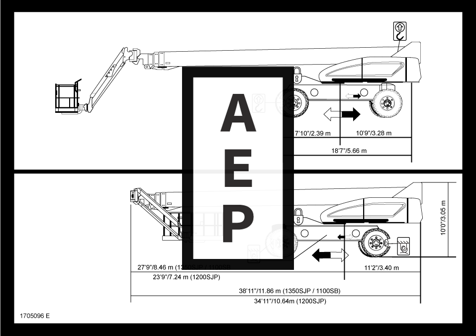 JLG 1705096 Decal Lift Diagram 1200 1350 | Aerial Safety Labels