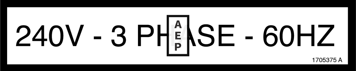 JLG 1705375 Decal 240V 3 Phase 60Hz | Aerial Safety Labels