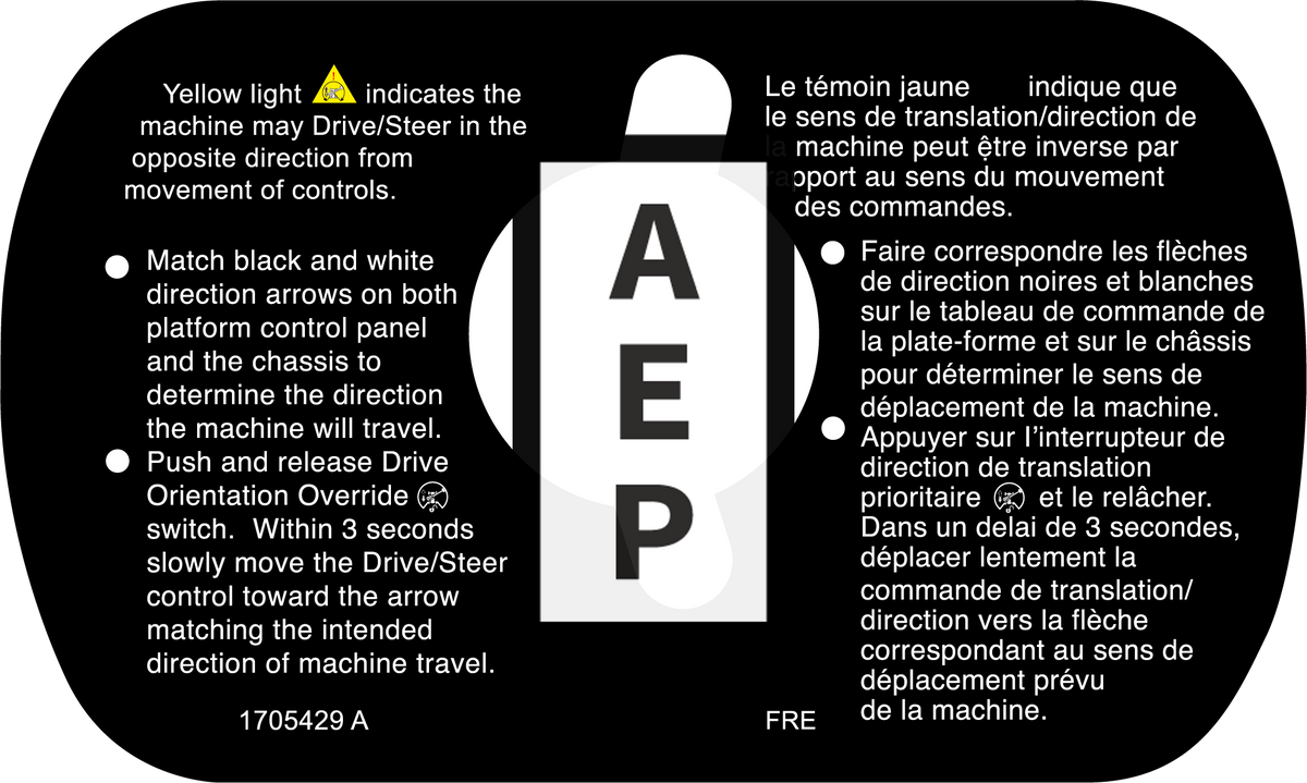 JLG 1705429 Decal Drive Steer Inst Eng Fr | Aerial Safety Labels