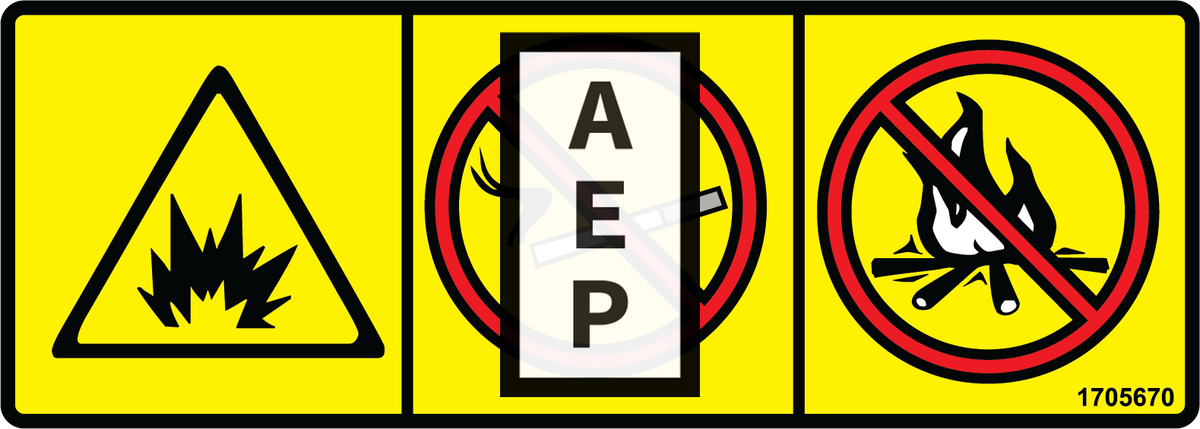 JLG 1705670 Decal Explosion Fire Ce | Aerial Safety Labels