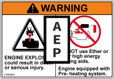 JLG 1706300 Decal Ether Warning | Aerial Safety Labels